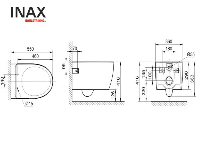 Kích thước bồn cầu inax tất tần tật của Thiết Bị Vệ Sinh INAX