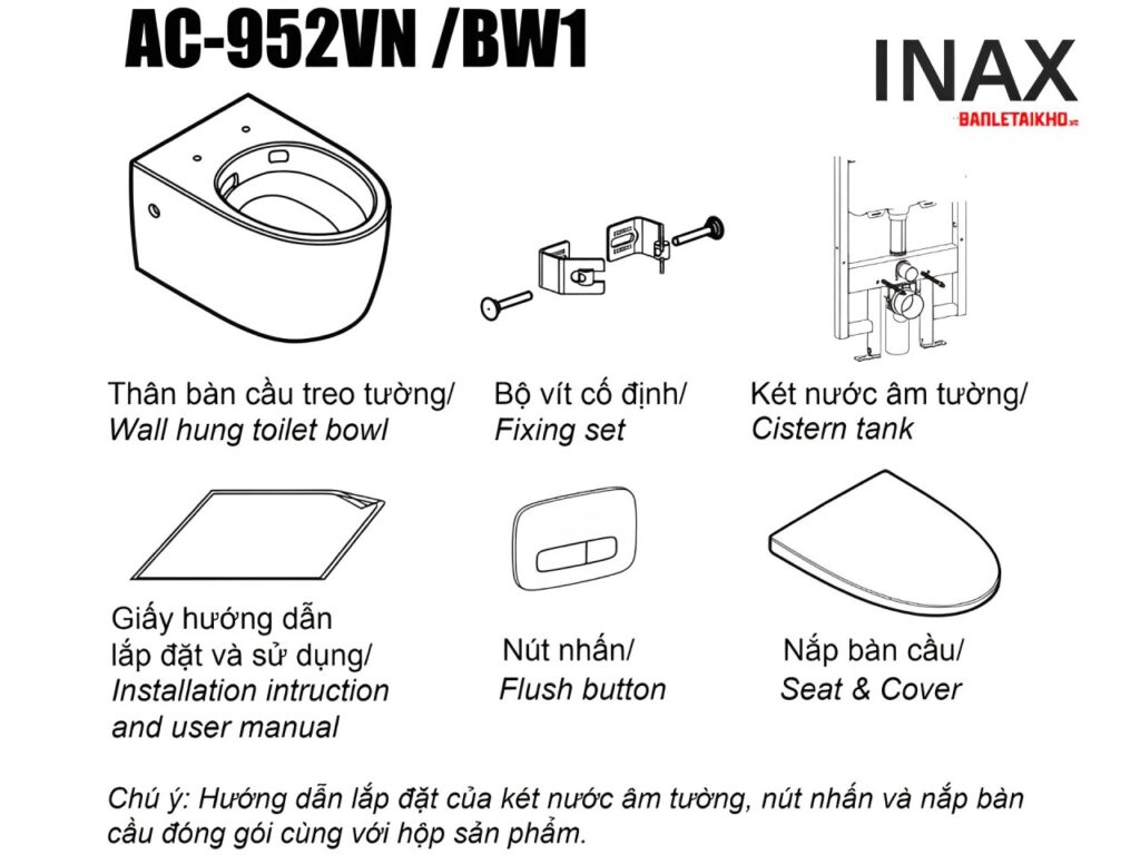 Bồn Cầu INAX AC-952VN (AC952VN) Treo Tường thế hệ mới