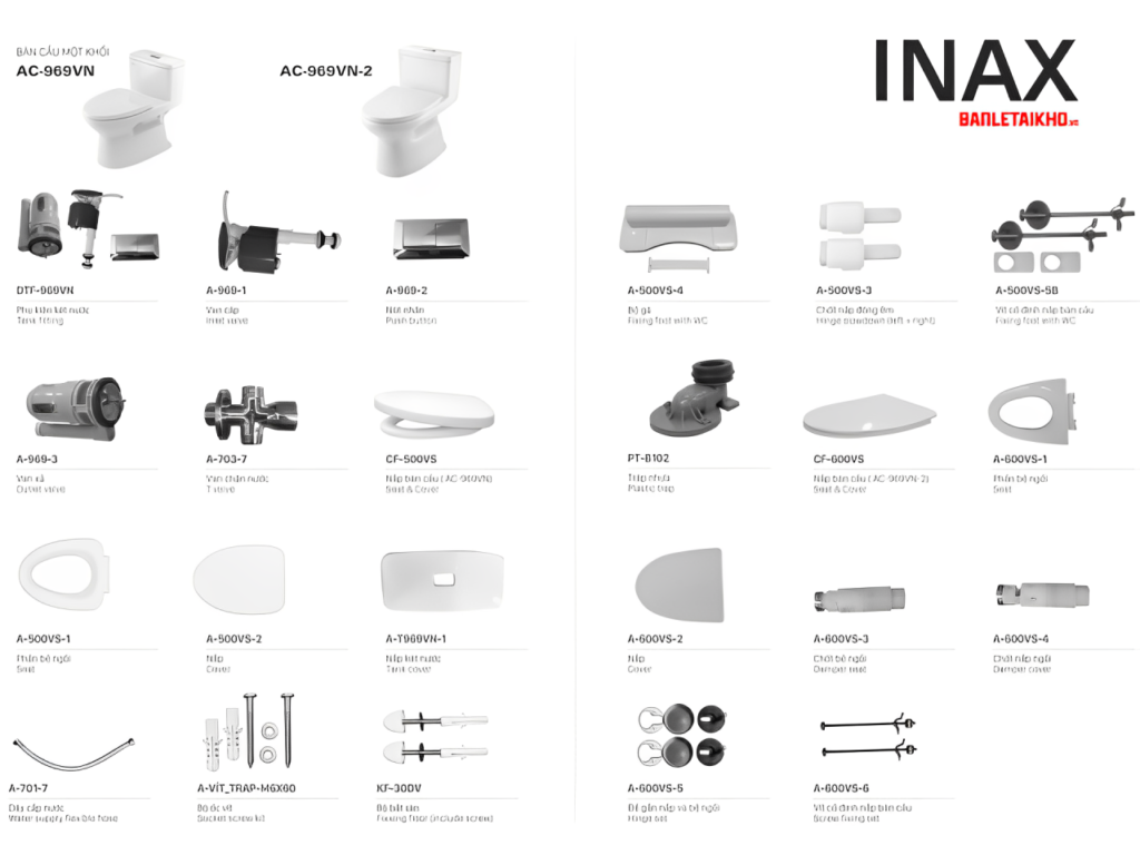Bồn Cầu INAX AC 969VN 1 khối nhỏ gọn nhất 1️⃣ 2025