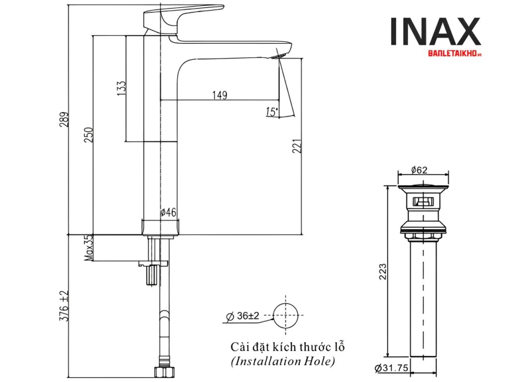 Vòi Lavabo INAX LFV-1402SH (LFV1402SH) Nóng Lạnh