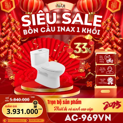 Bồn Cầu INAX AC-969VN (AC969VN) 1 Khối Aqua Ceramic