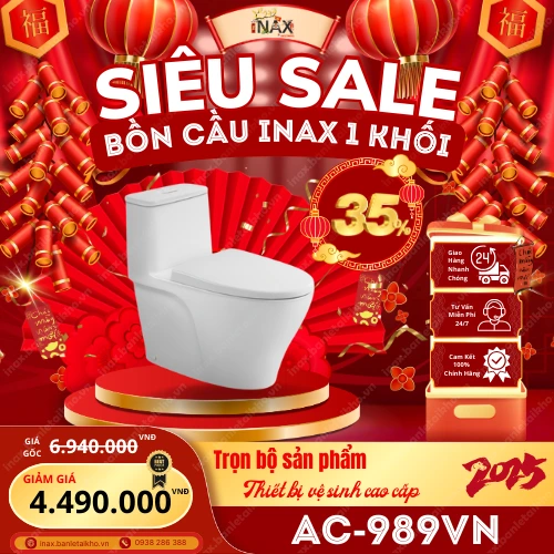 Bồn Cầu INAX AC-989VN (AC989VN) 1 Khối - Bệt AC989 INAX